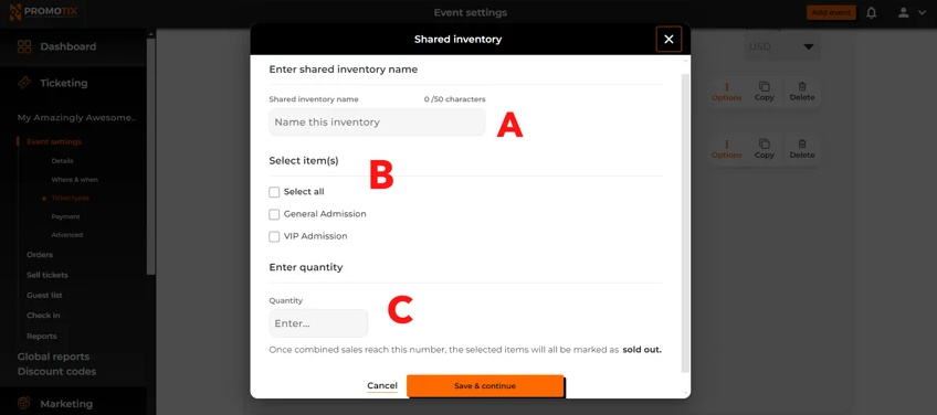 How to create a shared inventory